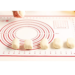 BESORICH Silicone Baking Mat 100% Non-Slip with Measurement Counter Mats, Dough Rolling Mat, Pie Crust Mat 16 x 24 Inches - Red