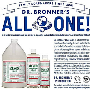 Dr. Bronner's - Sal Suds Biodegradable Cleaner (16 oz, 2-pack) - All-Purpose Cleaner, Pine Cleaner for Floors, Laundry and Dishes, Concentrated, Cuts Grease and Dirt, Powerful Cleaner