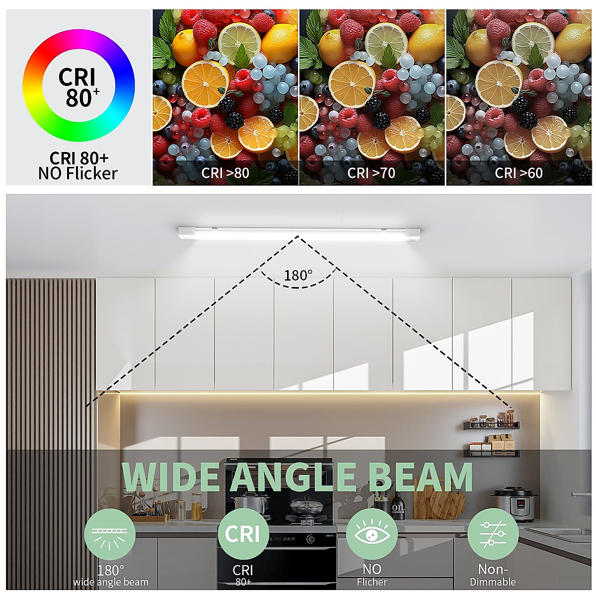 Airand 5000K Plug in Ceiling Light, 4FT Linkable LED Shop Light with ON/Off Switch, 36W 3600LM Garage Light Fixture, IP66 Waterproofing Tube Light for Bathroom, Workshop, Office, Basement