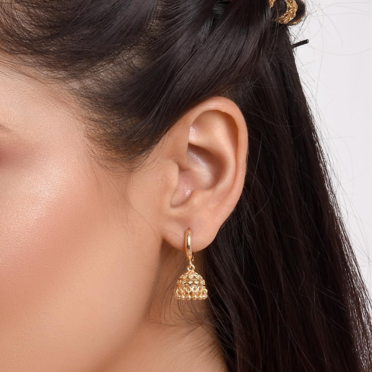 Efulgenz Gold Tone Jhumka Jhumki Hoop Earrings Indian Earrings for Women Traditional Bollywood Jhumka Jhumki Dangle Earrings Set for Women Indian Jewelry for Women Earrings
