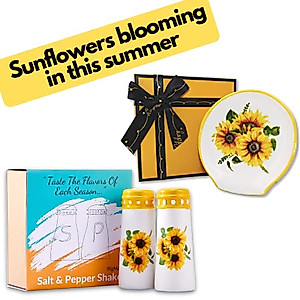 Sunflower Kitchen Decor - Sunflower Spoon Rest, Ceramic Spoon Rest for Stove top | Large Spoon Rest for Kitchen Counter | Farmhouse Kitchen Utensil Holder Spoon Holder | Sunflower Gifts for Women