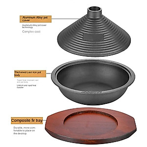 Xgxoz Cast Iron Tagine Pot Aluminum Alloy Non-Porous Pot Lid Tagine Pot Commercial Seafood Pots High Temperature Gas Universal Stew Pot,S