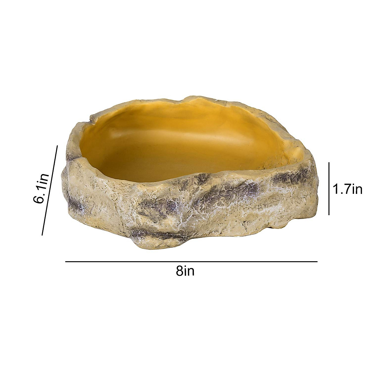 REPTIZOO Reptile Water Bowl Terrarium Water Dish Food Feeding Bowl for Reptile Amphibian Pets Medium(8"x 6.1"x 1.7")