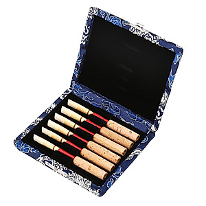 Oboe Reed Case,Oboe Reed Oboe Reeds Protect Against Moisture Wooden + Silk Cloth Cover Reed Case Holder Storage Box for 6pcs Oboe Reeds Maple Wooden (Blue) Oboe Reed Case Blue Box Kit Reeds Moistu
