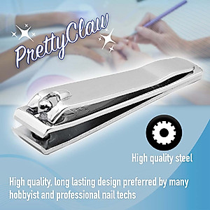 PrettyClaw | Nail Clippers Sharp Edge Fingernail and Toenail Clipper Cutter Thick Nail Trimmer Stainless Steel for Manicure and Pedicure (Straight Edge)