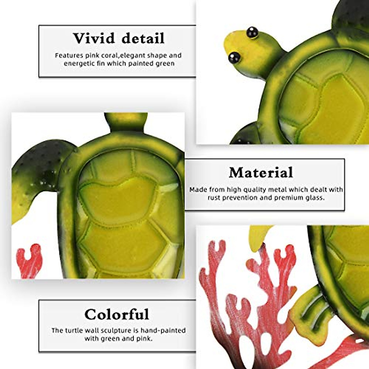 HONGLAND Seaturtle Wall Art Decoration Living Room Wall Decor Turtle Hanging Sculpture for Home Bedroom Garden
