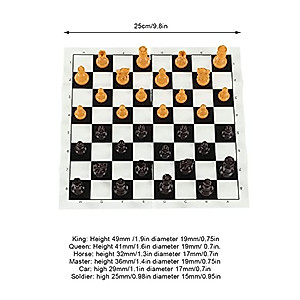 International Plastic Chess Set,Chess Set with 25CM Plastic Film Chessboard and Storage Bag PS International Chess for Adults Kids (Brown)