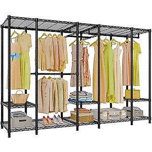 VIPEK V50i Extra Large Portable Closet Rack Bedroom Armoire Freestanding Wardrobe Closet, Heavy Duty Clothes Rack Multi-Functional Metal Clothing Rack for Hanging Clothes, Max Load 1300lbs, Black