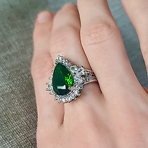 Roxxy Crystals Amulet Talisman Emerald Ring Luxury Almond Shape. Magical Birth Stone ring Psychic spell ring. Lucky Ring Witch Jewelry, Reiki, Wicca (7)