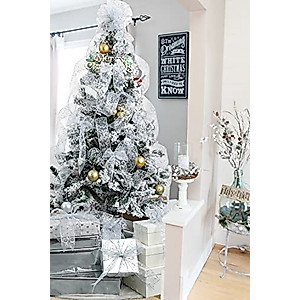 AIMUDI Silver Sheer Organza Christmas Ribbon, 2.5 Inch x 50 Yards, Swirl Pattern, Wired Edge, Perfect for Wreaths, Trees, Gifts, Weddings