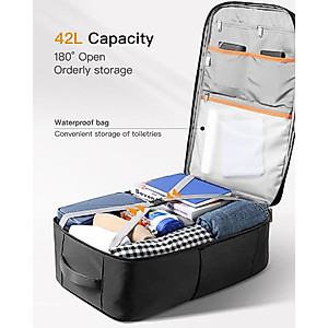 Inateck 42L Multiple Anti-theft Protections Travel Laptop Backpack,Splash-resistant Large Capacity Hand Luggage,Compatible with 17 Inch Laptop,Cabin Backpack for Business Trip and Outdoors