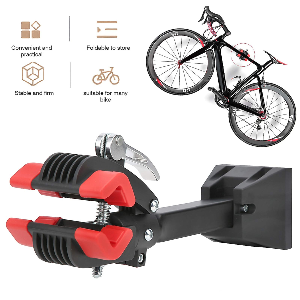 Bike Repair Stand, Wall-Mounted Bike Clamp Adjustable Bicycle Mechanic Rack for Garage or Home