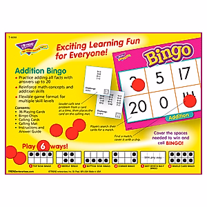 Trend Enterprises: Addition Bingo Game, Exciting Way for Everyone to Learn, Play 6 Different Ways, Great for Classrooms and at Home, 2 to 36 Players, for Ages 6 and Up