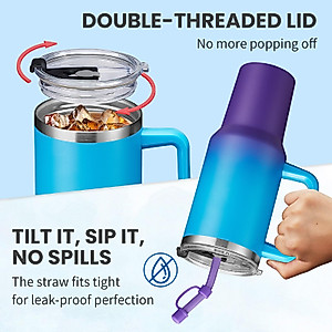 BENZZO 40 oz Tumbler with Handle Straw and 2-in-1 Lid Made of Metal Travel Mug for Easy Grip & Spill Proof, Pop-off Prevention Insulated Cup Gifts for Women, Car Cupholder Friendly，BPA Free