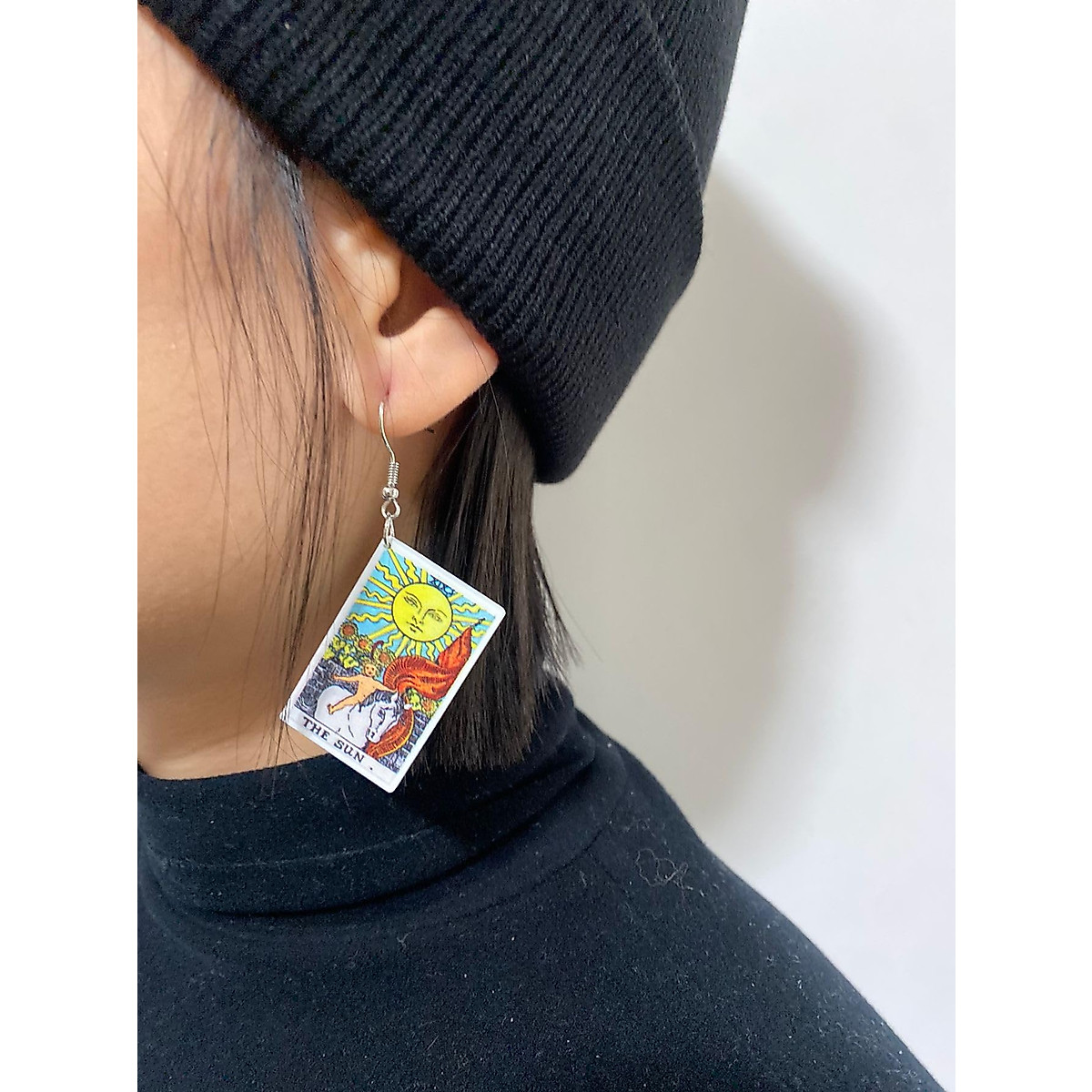 VEINTI+1 22 Pairs Tarot Card Earrings arot Divination Earrings Wheel of Fortune Grand Arcana Earrings Waite Tarot Earrings Jewelry with Double Side Tarot Patten Pendant Earring for Women Playing Astrology Charms Decor Nature'S Secret Library Regalo De Joy