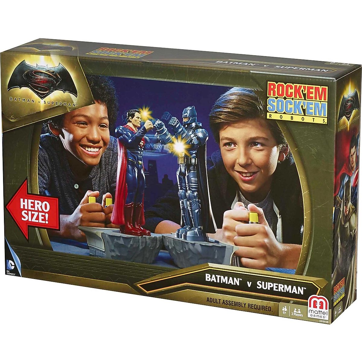 Mattel Games Batman Vs. Superman Rock 'Em Sock 'Em Robots 2-Player Kids Game, Fighting Robots Action Game (Amazon Exclusive)