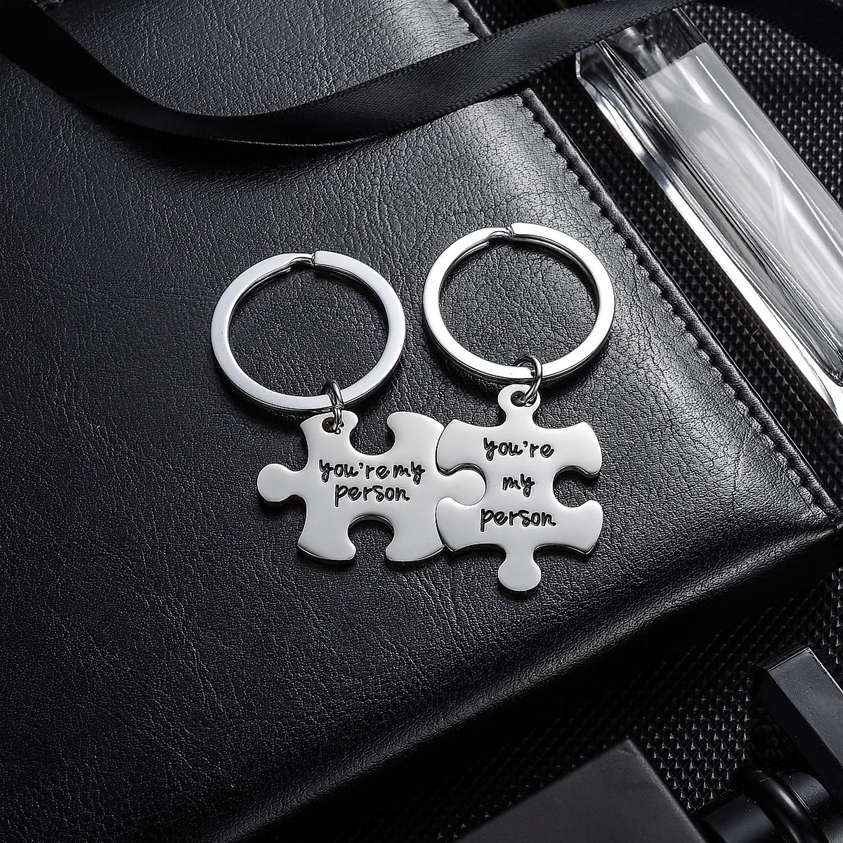 2PC You're My Person Puzzle Stainless Steel Keychain Jewelry Set Valentines Day Best Friend Gift Key Chain