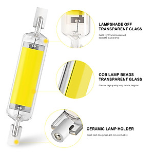 78mm 10W R7S LED COB Light Bulb 100W Equivalent T3 J78 J-Type Linear Bulb 120V R7S Base Dimmable 78mm Double Ended Flood Light Bulbs 360°Beam Angle Landscape Lights 6000K (Cool White, 4 Pack)