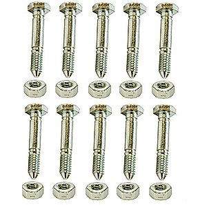 LAWN & GARDEN AMC 10 Shear Pins with Lock Nuts Compatible with Ariens 532005 53200500 05907100 51001600, Also Compatible with John Deere AM123342