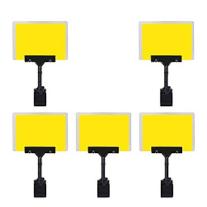 5 Pcs POP Adjustable Plastic Sign Holder,Clip-on Style Double Head Display Clips Rotating Reuse Sign Price Tag Merchandise Sign Display Clip Holder for Business,Store,Supermarket,Office,Exhibition