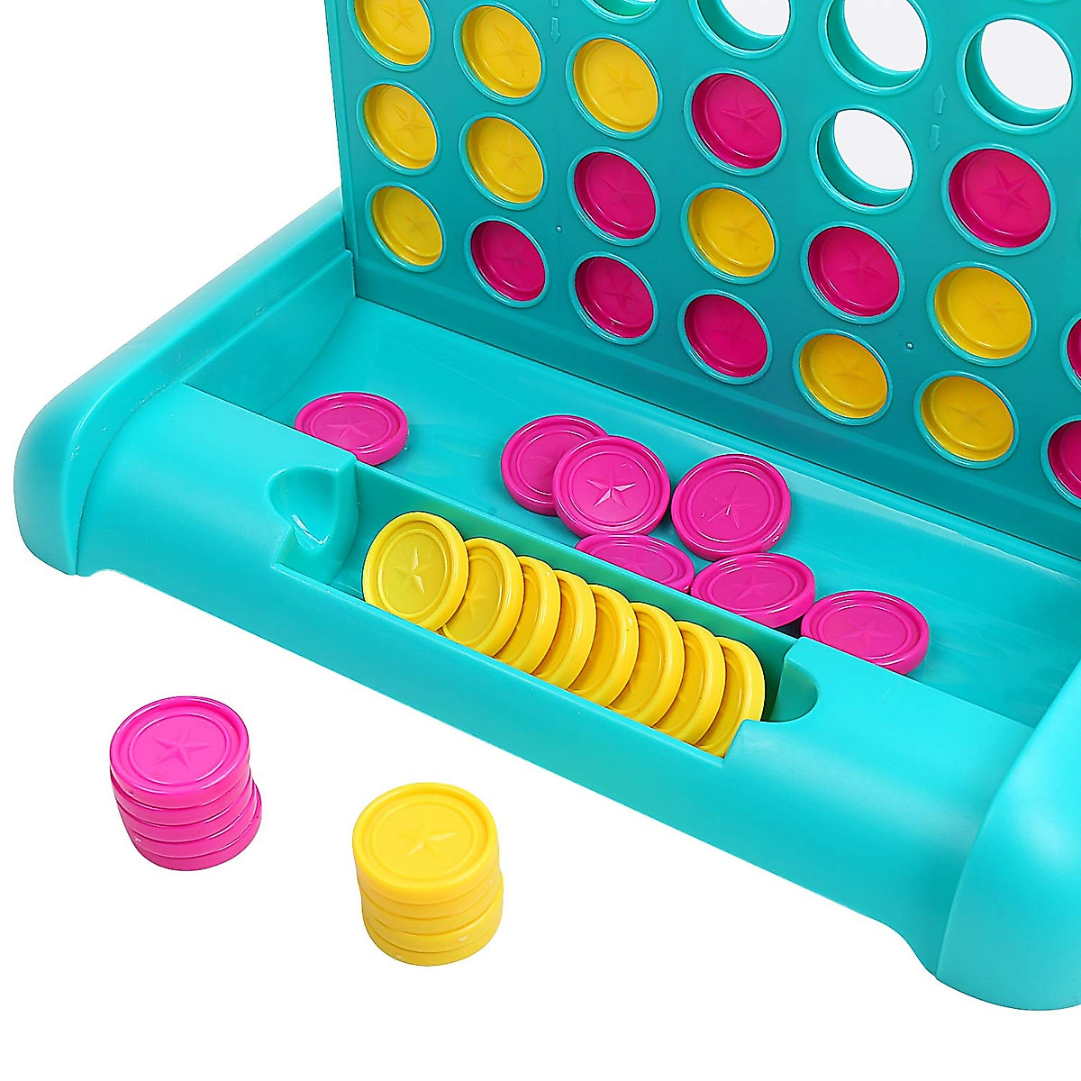 IAMGlobal 4 in a Row, Board Games, Four in a Row Game, Travel Size Line Up 4, Classic Family Toy for Kids and Family for Fun (Blue) (9.8 Inch)