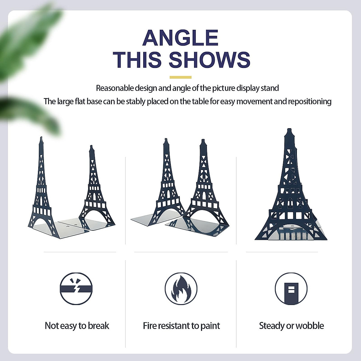 SAFIGLE Book Ends Book Ends Metal Bookend Creative Eiffel Tower Bookends, Black/White Bookends for Book Holder Bool Organizer for Home Office Black Bookshelf Black Bookshelf