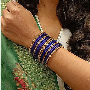 Efulgenz Indian Bangles Set Metal Bangles One Dozen Plain Glossy Alloy Bangles with Crystal Oxidized Bangles Boho Bohemian Bracelet Bollywood Party Wedding Jewelry Indian Bangles for Women (18 Pcs),