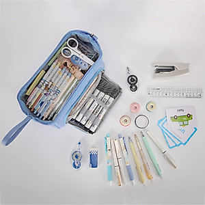 Unineovo Large Pencil Case Pouch for Girls, Cute Kids Pencil Box School Supplies, Big Capacity Zipper Pencil Pouches Bag Organizer, Back to School Gift for Student Teen Women College Office(Purple)