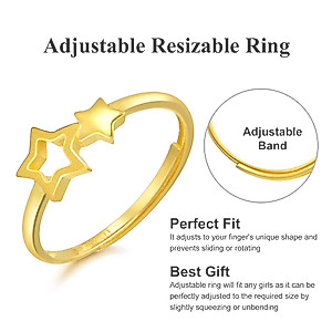CHOW SANG SANG 999.9 24K Solid Gold Price-by-Weight 2.43g Gold Starry Ring for Women 90219R | Size: Adjustable (15-17MM)