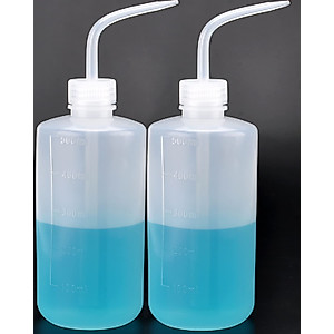 Valchoose 2Pack 500ml Squeeze Bottle 16.9oz, No Spill Wash Bottles Large with Handy Measurement Lines, Wash Bottles Squeeze Spout Flowing Well
