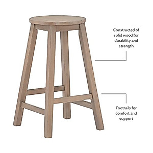 Linon Zeke Grey Wash 24" Counter Stool with Round Seat