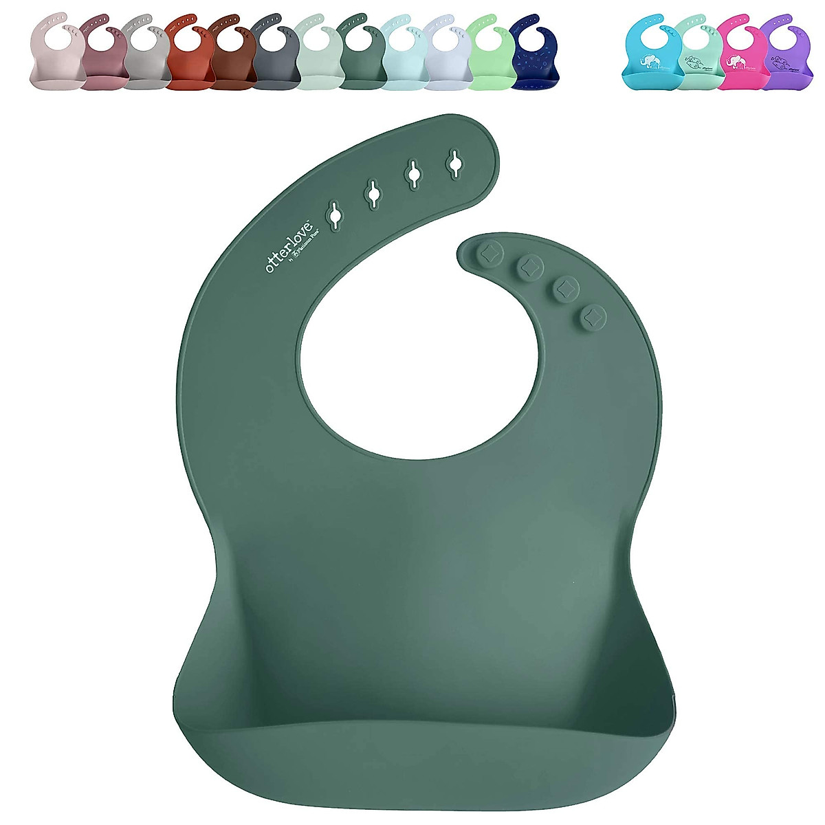 otterlove Natural Grip Silicone Cup (Smoke) + Waterproof Silicone Bib (Island Sea) Bundle