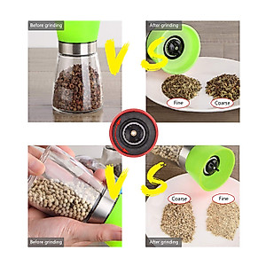 Hofumix Pepper Mill Salt Pepper Shakers Pepper Grinder Spice Corn Stainless Steel Mill Grinder Mulle Manual Seasoning Bottle Ceramic Adjustable Coarseness Grinder 4Pcs