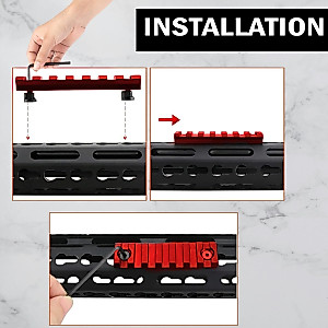 Gotical 13 Slots Picatinny Rail keymod Lightweight Aluminum Red Rail for Handguard System with Allen Wrench - 2 Pieces (Red)