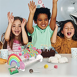 Sntieecr 35 Holes Rainbow Wooden Cake Pop Stand Lollipop Holder for Dessert Table, Cake Pop Display Stand Fit 0.16''/4mm Lollipop Sticks for Birthday Parties Weddings Baby Showers Anniversaries