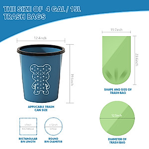110 Counts Aklyaiap Small Trash Bags Biodegradable, Extra Thick & Strong 4 Gallon Trash Bag Green, Unscented Small Garbage Bags, Easy Tearing Waste Basket Liners for Kitchen, Bathroom, Bedroom, Office