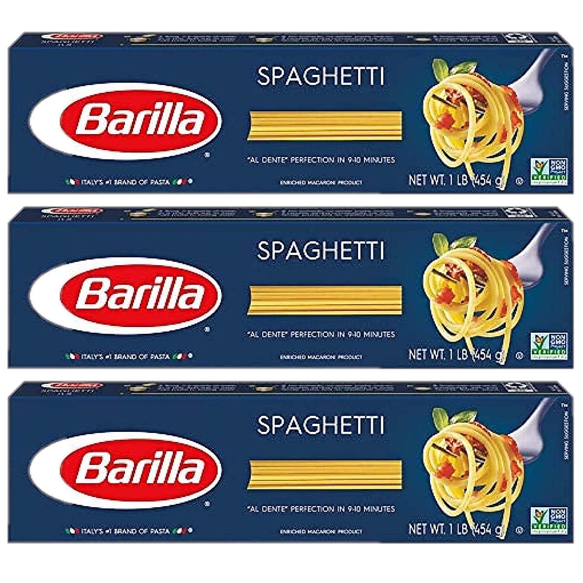 Barilla Pasta, Spaghetti, 16 Ounce, Pack of 3 with Bay Area Marketplace Napkins