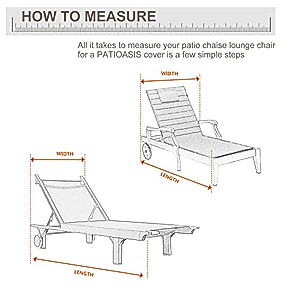 Patio Chaise Lounge Chair Cover Set of 2, Outdoor Lounge Covers Waterproof 80inch Begie Patio 2 Pack Pool Chair Covers Waterproof UV-Resistant Windproof Dustproof