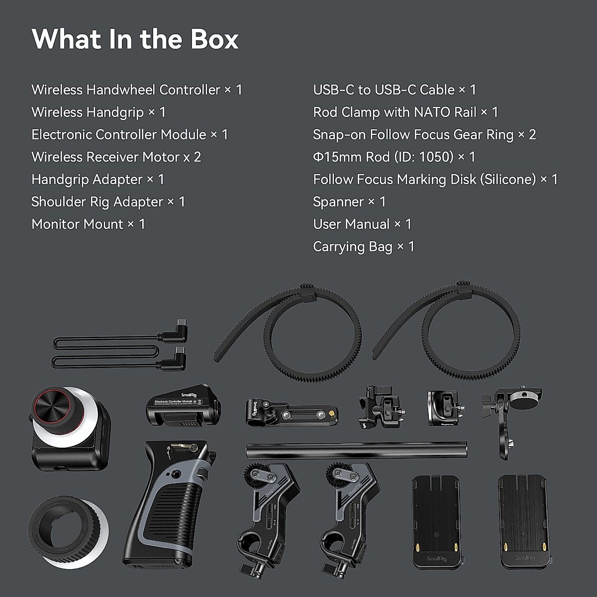 SmallRig MagicFIZ Wireless Follow Focus Two Motor Kit with Handwheel Controller, Wireless Handgrip and Two Receiver Motor, 100m / 328ft Remote Focus Control for DSLR and Cine Lenses - 3918