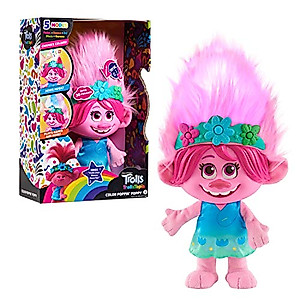 DreamWorks TrollsTopia Color Poppin’ Poppy Interactive Plush, 5 Modes, Lights, Sounds, Sings, Kids Toys for Ages 3 Up by Just Play