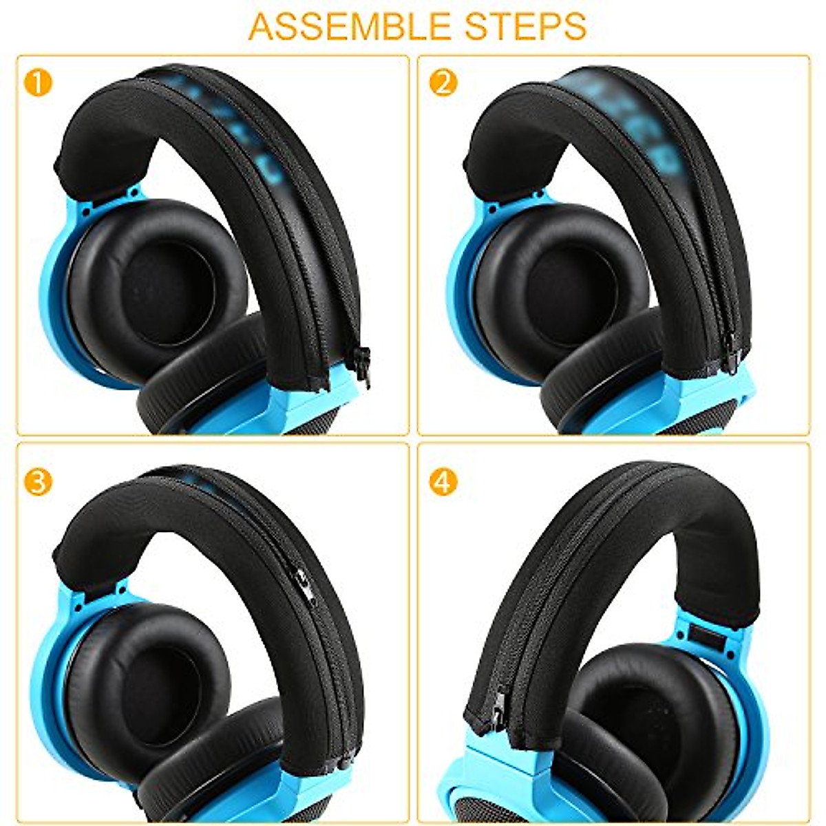 Kraken Headband Cover, JARMOR Replacement Head Band Protector with Zipper [ Easy Installation ] for Razer Kraken Headphones ONLY (Black)