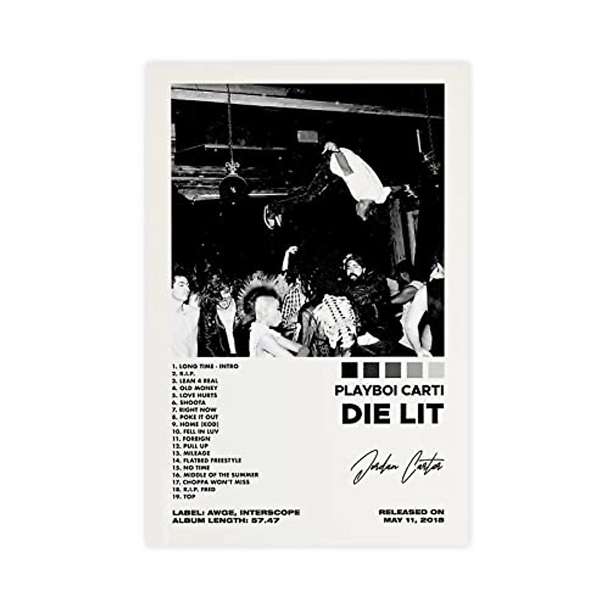 Darxan Playboi Carti Poster Die Lit Album Cover Canvas Wall Art Decor Print Picture Paintings for Living Room Bedroom Decoration Unframe-style 12x18inch(30x45cm)
