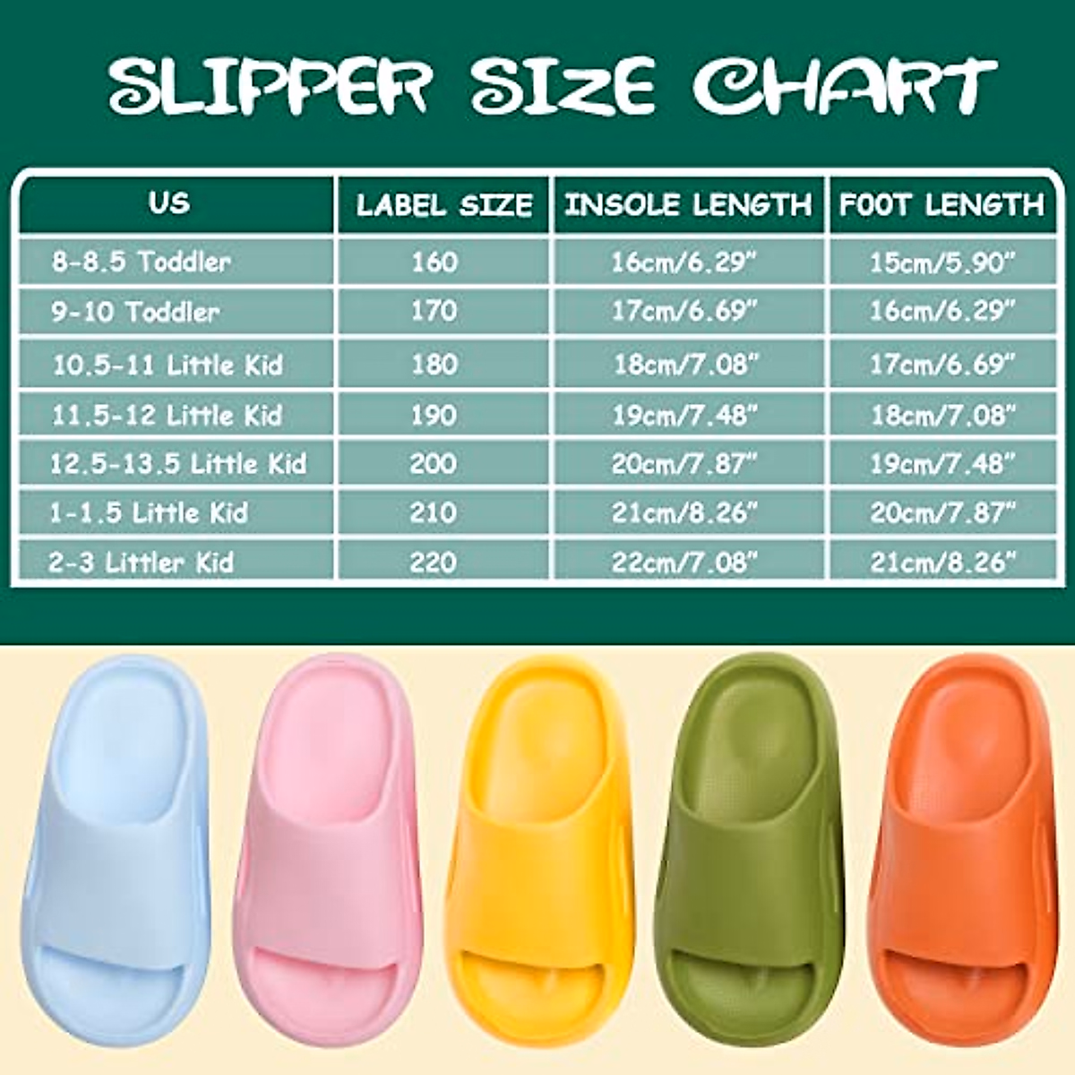 Yinbwol Kids House Slippers Sandals Non-Slip Shower Slippers Bathroom Beach Pool Water Shoes for Girls and Boys(Toddler/Little Kids)