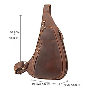 Leathario Leather Sling Bag for Men Chest Crossbody Shoulder Small Daypack Multipurpose Casual Travel