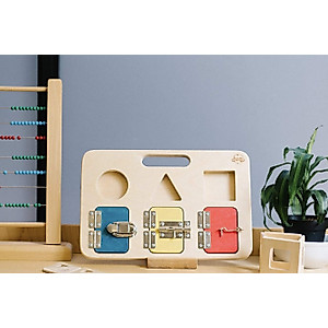 Montessori Busy Board for Toddlers - Shape Sorter - Latch Board - Educational Toy