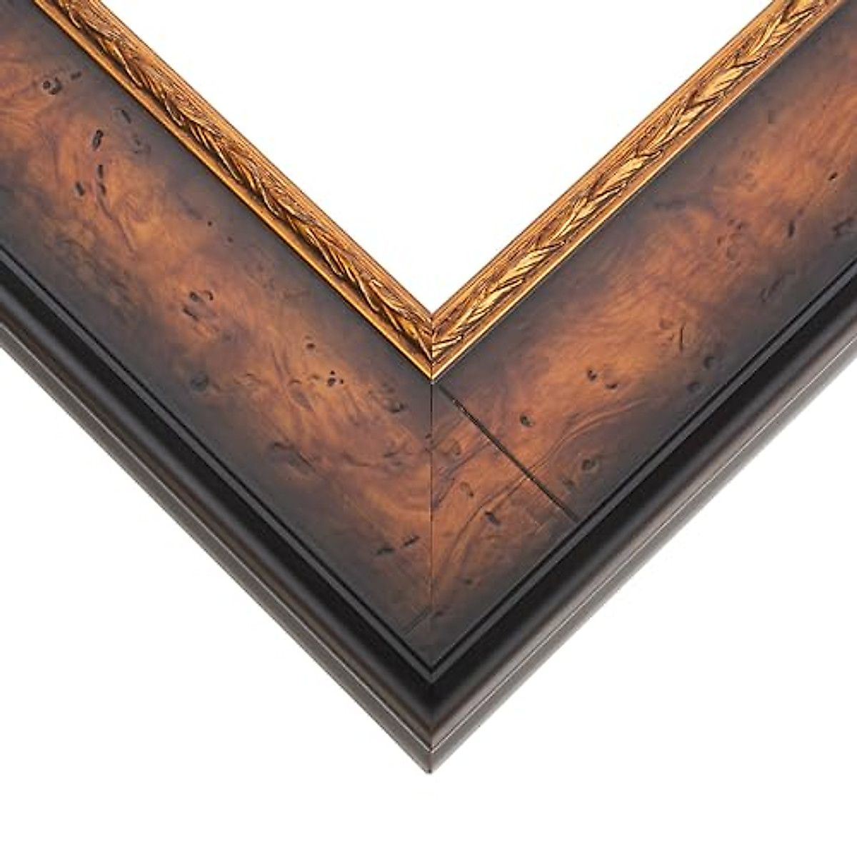 24x15 Royal Brown and Gold Real Wood Picture Frame Width 3 Inches | Interior Frame Depth 0.5 Inches | Faxon Traditional Photo Frame Complete with UV Acrylic, Foam Board Backing & Hanging Hardware