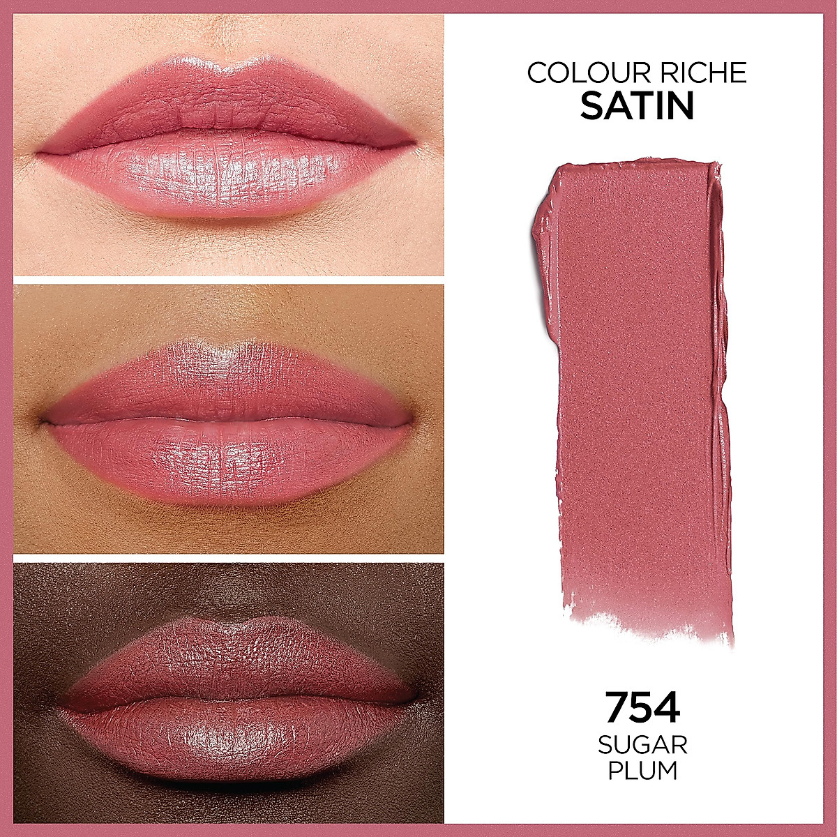 L’Oréal Paris Colour Riche Original Creamy, Hydrating Satin Lipstick with Argan Oil and Vitamin E, Sugar Plum , 1 Count