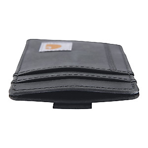 Carhartt Men's Casual Saddle Leather Wallets, Available in Multiple Styles and Colors, Black (Front Pocket), One Size