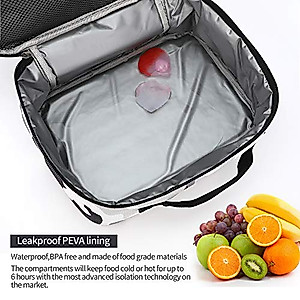 Rickyh Style Lunch Box with Padded Liner, Spacious Insulated Lunch Bag for Men and Women, Durable Thermal Lunch Cooler with Strap, 2 Pockets, 10 x 8 x 3.7 in