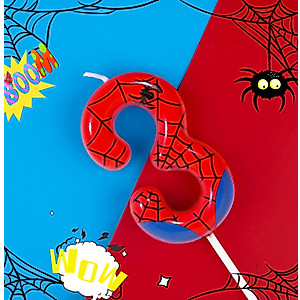 PHD CAKE 2.76 Inch Number 3 Spider Birthday Candles, Spider Cartoon Themed Number Candles, Cake Number Candles, Party Celebration